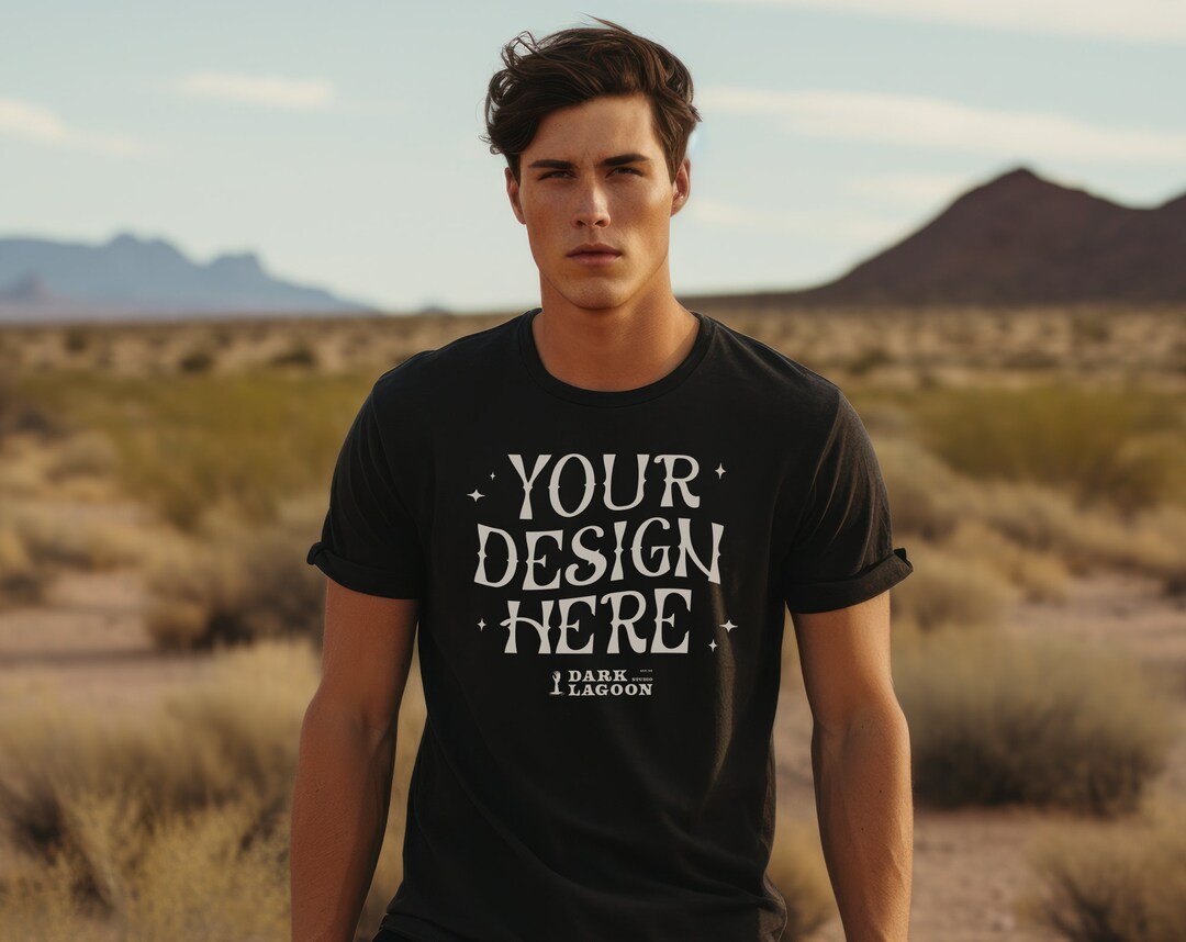 Black T-shirt Mockup, T-shirt Mockup, Male Model Mockup, Mens Tee Mock ...