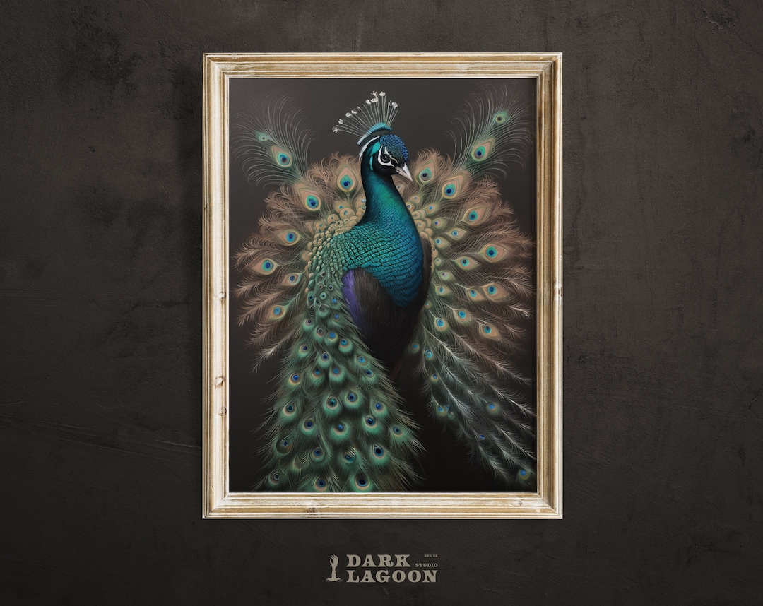 Peacock Painting, Victorian Gothic Peacock, Antique Painting, Dark ...