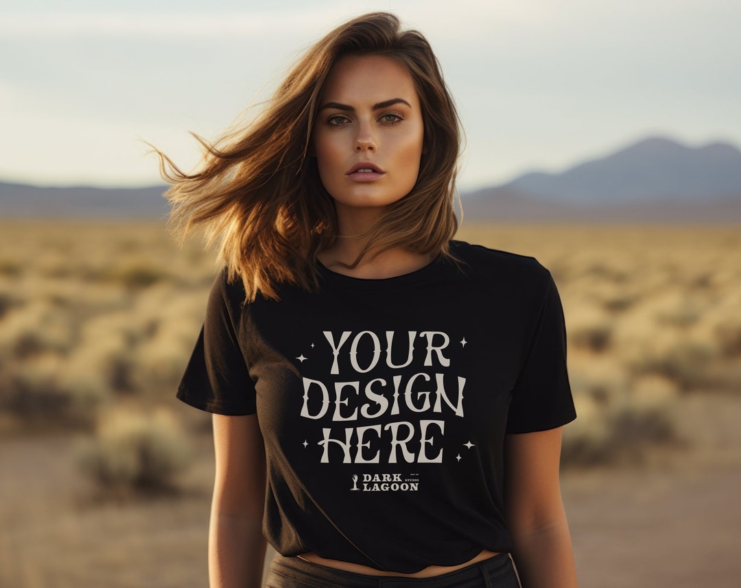 Black T-shirt Mockup, T-shirt Mockup, Model Mockup, Womens Tee Mock ...