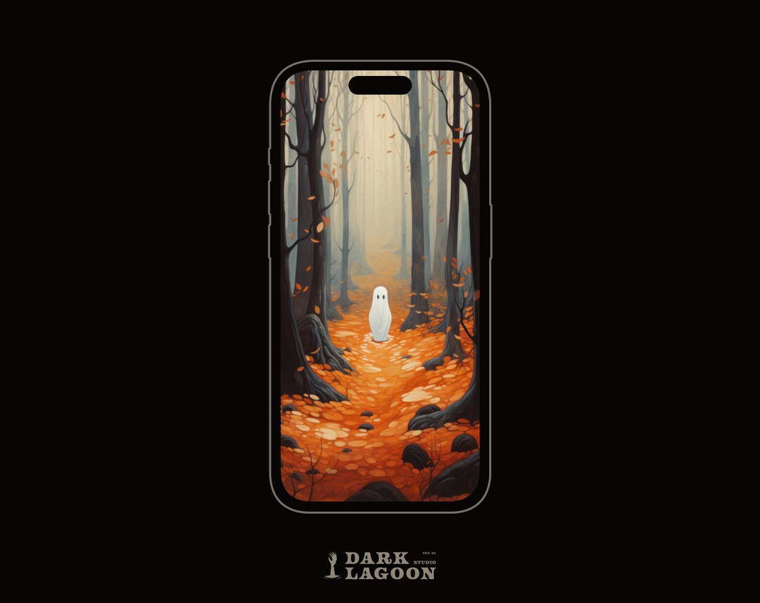 Cute Ghost Phone Wallpaper, Spooky Phone Wallpaper, Ghost, Halloween ...
