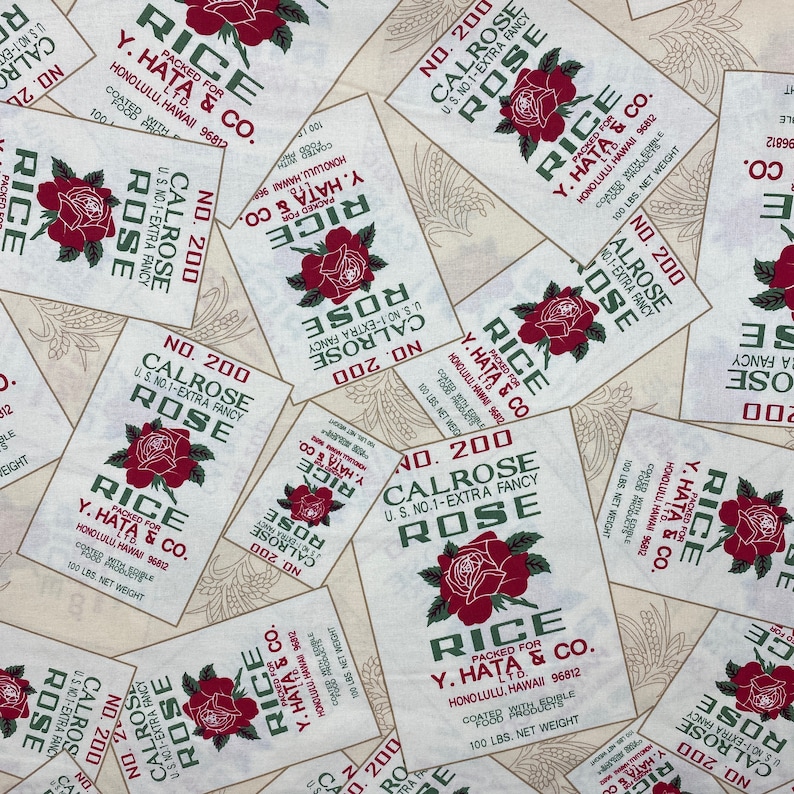 Calrose Rice Bag Print Fabric in off White Japanese Fabric - Etsy