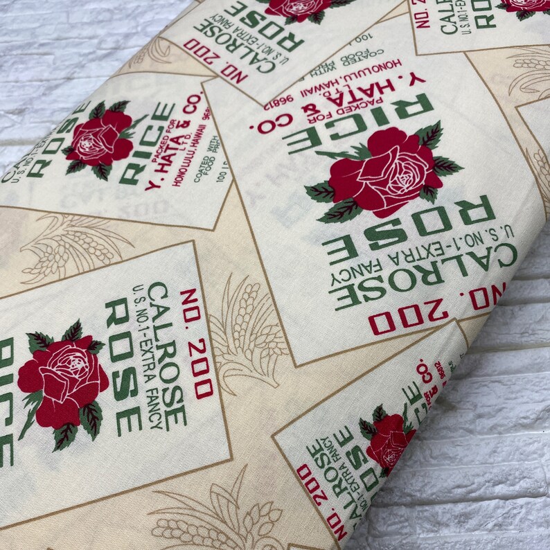 Calrose Rice Bag Print Fabric in off White Japanese Fabric - Etsy