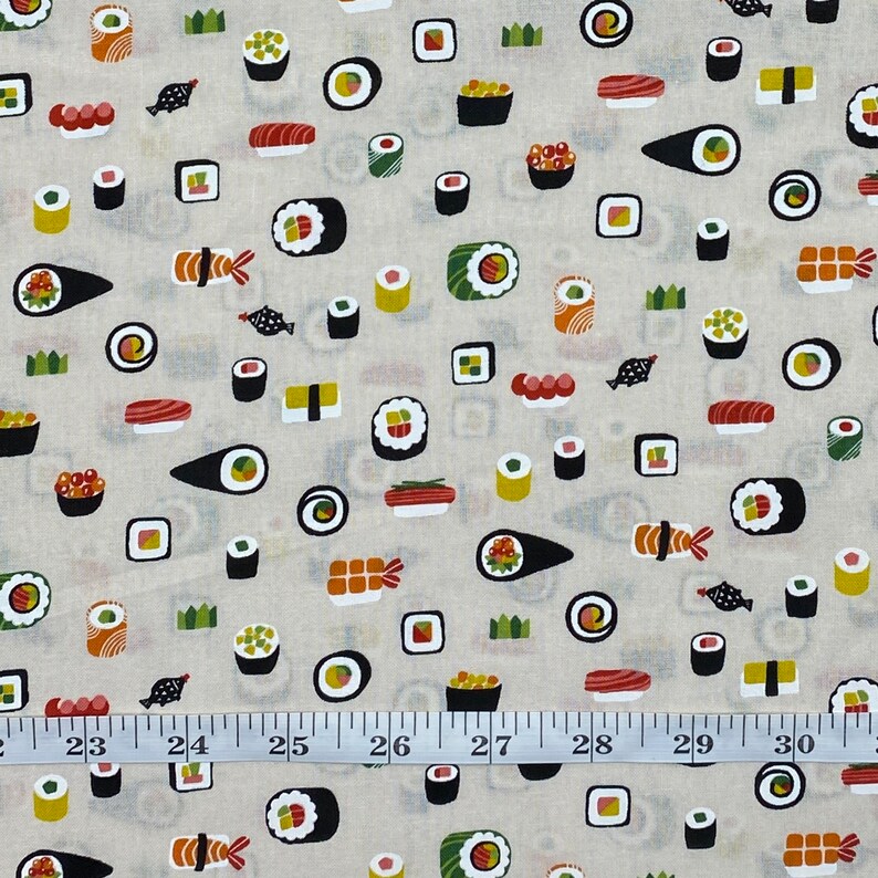 Tiny Various Sushi Print Fabric on White Background Quilting - Etsy