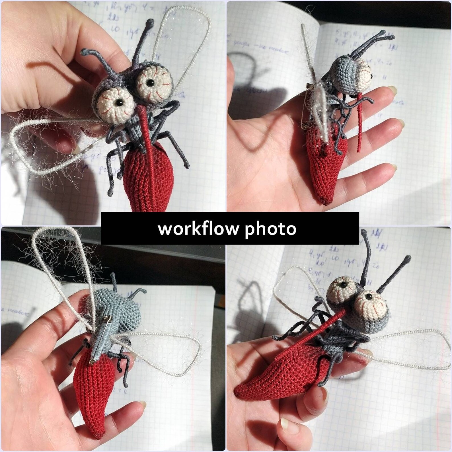 Mosquito Brooch Crochet Pattern, Funny Insect Toy (PDF Pattern) - Etsy