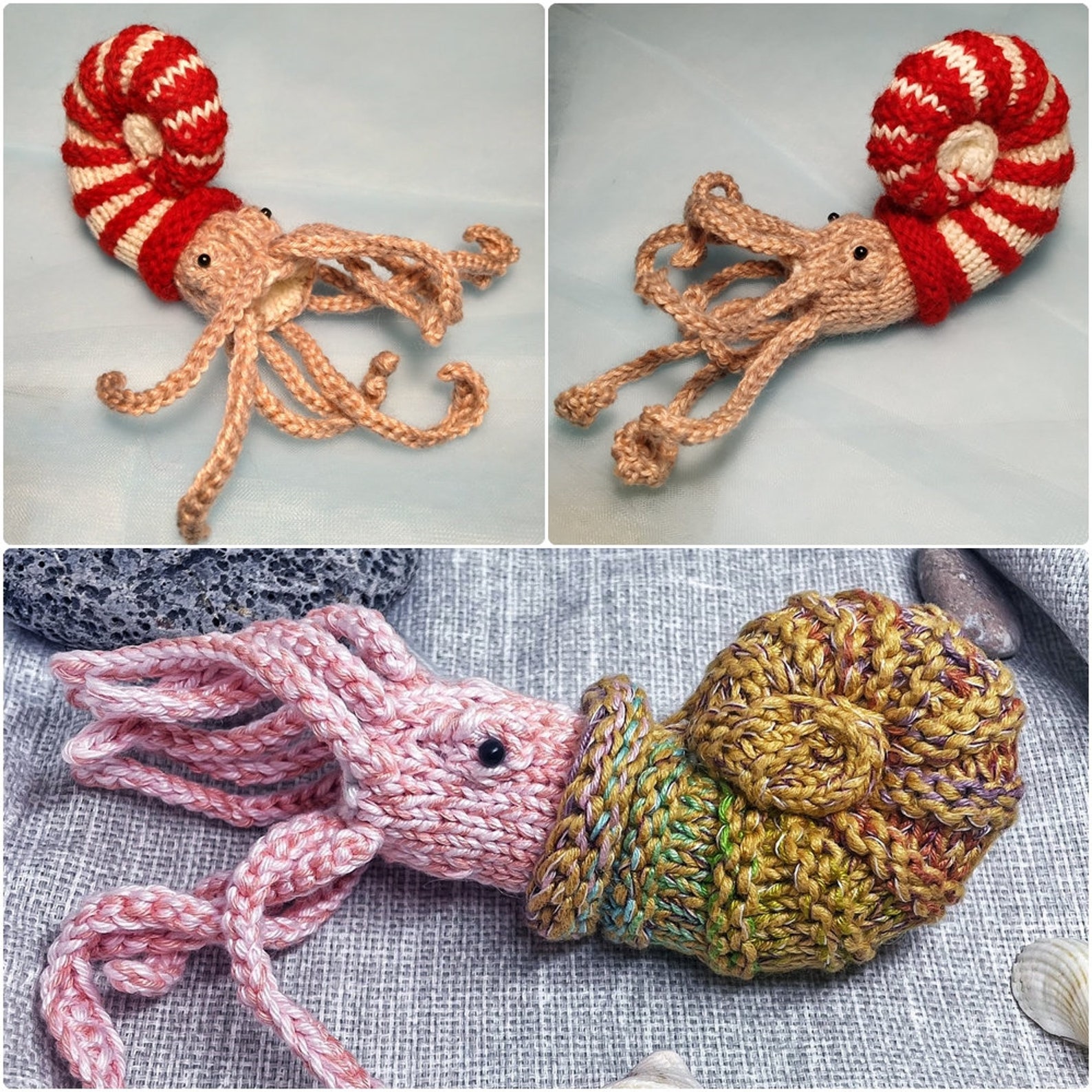 Ammonite Pattern Knitted Shelltoy Pattern Cute Spiral Shell DIY for ...