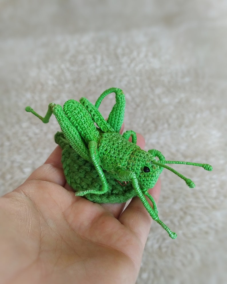 Grasshopper Crochet Pattern for Insect Brooch. Green Keychain - Etsy