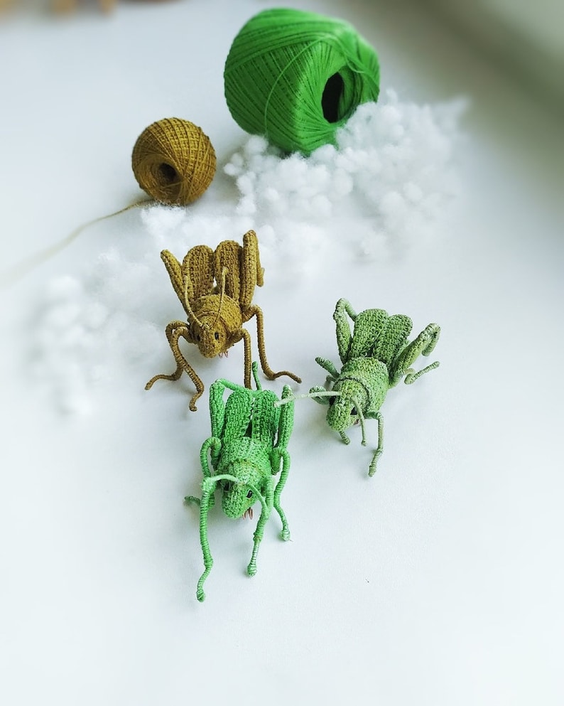 Grasshopper Crochet Pattern for Insect Brooch. Green Keychain - Etsy