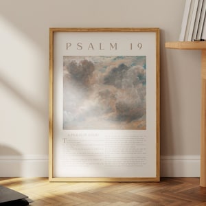 Psalm 19 Printable Wall Art, NIV, TAN FONT, Cloud Painting Vintage Art ...