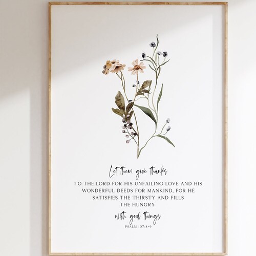 Psalm 106:1 Bible Verse Wall Art Scripture Print Autumn - Etsy