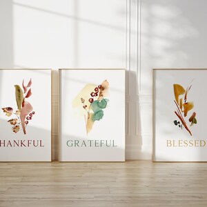 Grateful Abstract Art, Christian Wall Art Set of 3, Thankful, Grateful ...