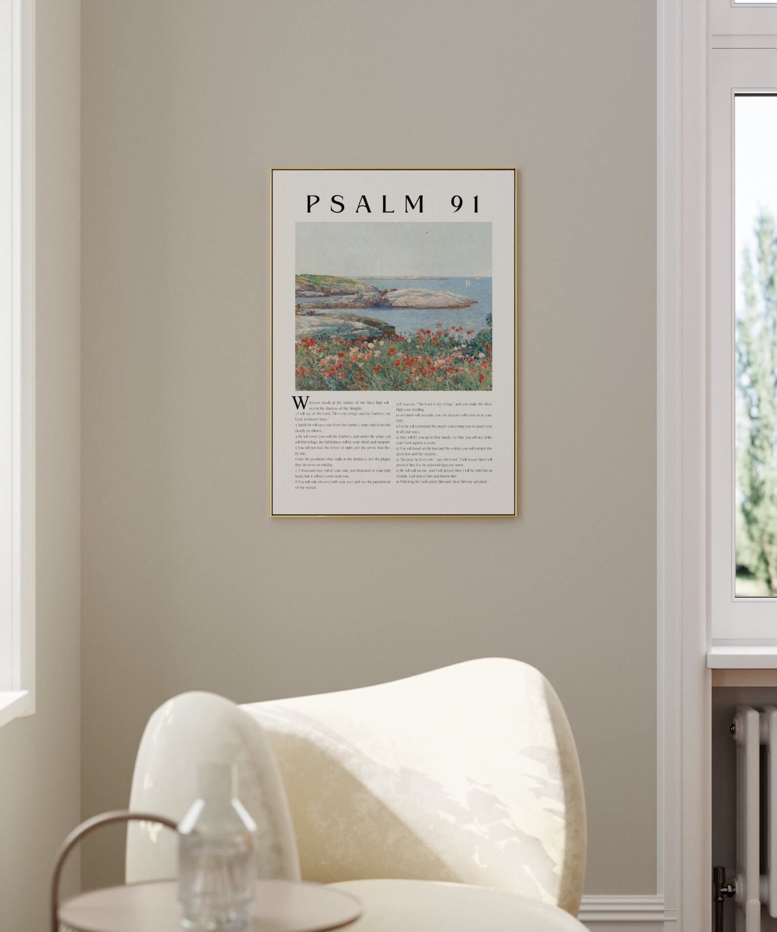 Psalm 91 Wall Art, Bible Verse Poster for Christians, Vintage Scripture ...