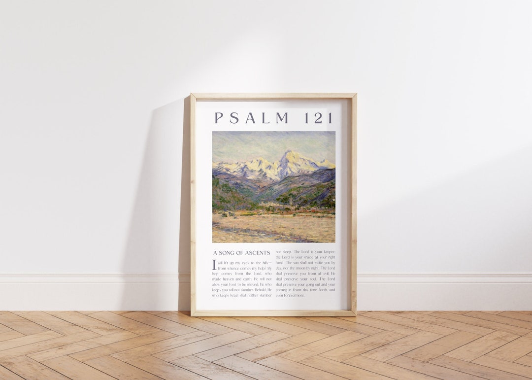 Psalm 121 Wall Art, NKJV, Without Verse Numbers, Vintage Monet Print ...
