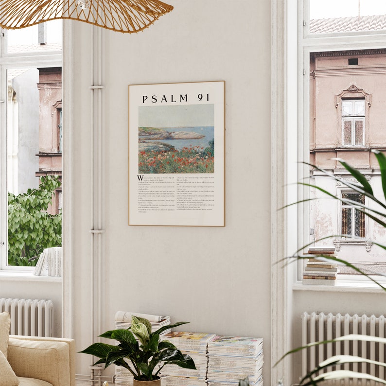 Psalm 91 Wall Art Bible Verse Poster for Christians Vintage - Etsy ...