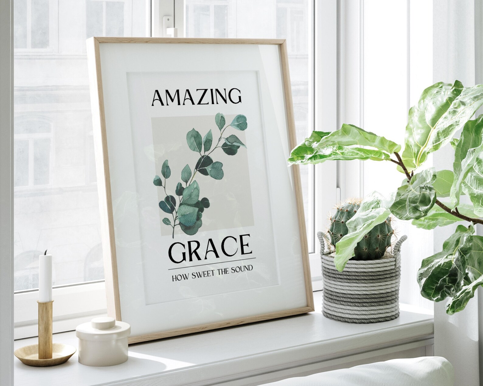 Amazing Grace Printable Wall Art, Eucalyptus Christian Wall Art, Modern ...