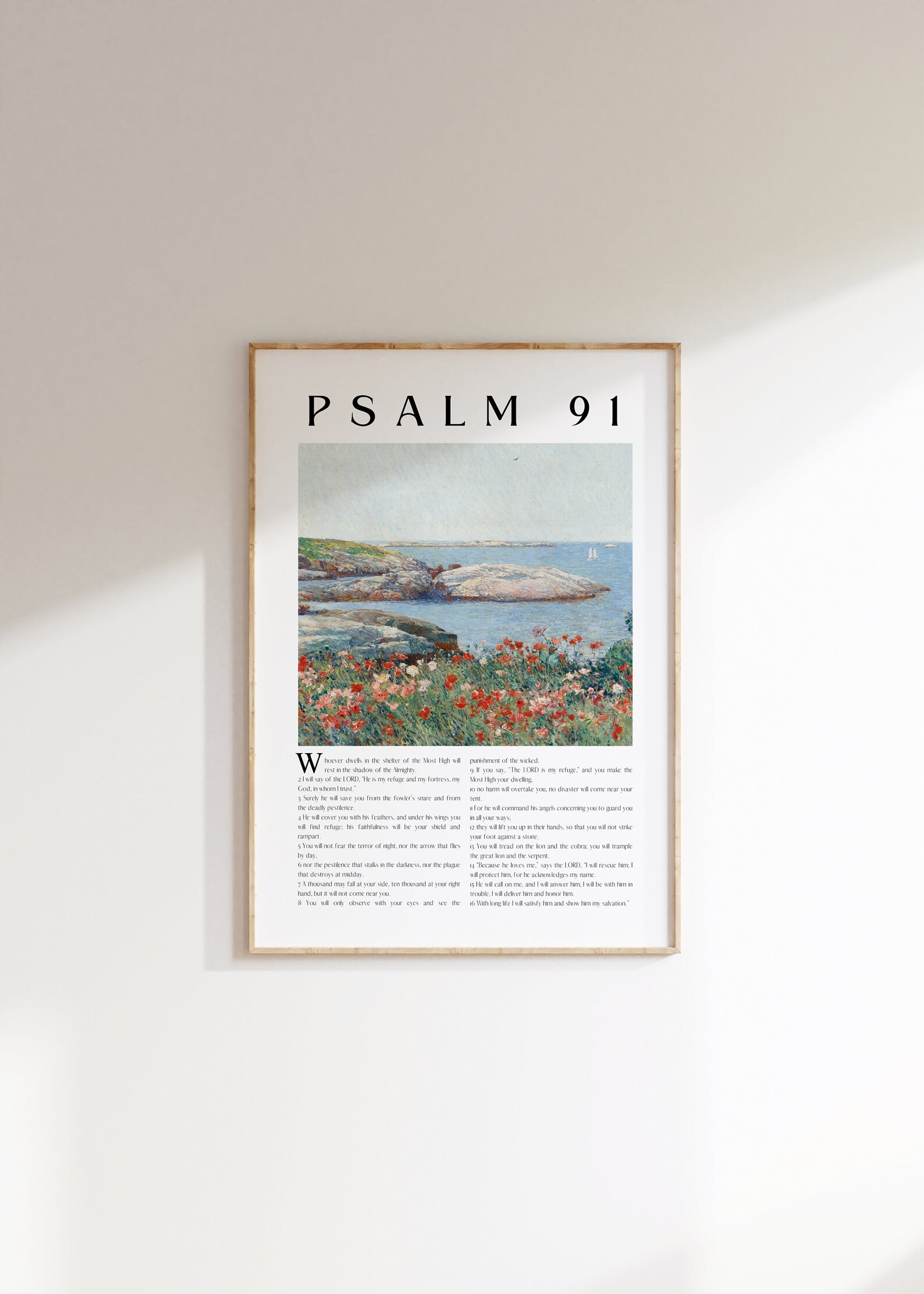 Psalm 91 Wall Art, Bible Verse Poster for Christians, Vintage Scripture ...