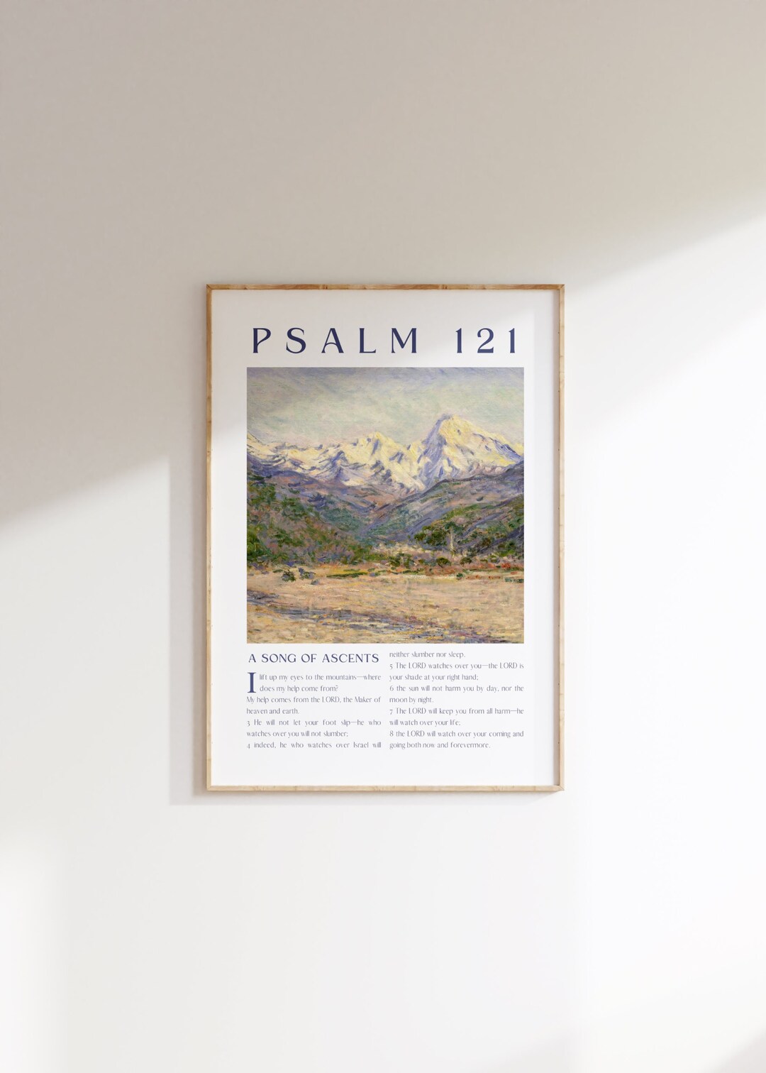 Psalm 121 Wall Art, NIV, Vintage Monet Print, Mountain Wall Art, Bible ...