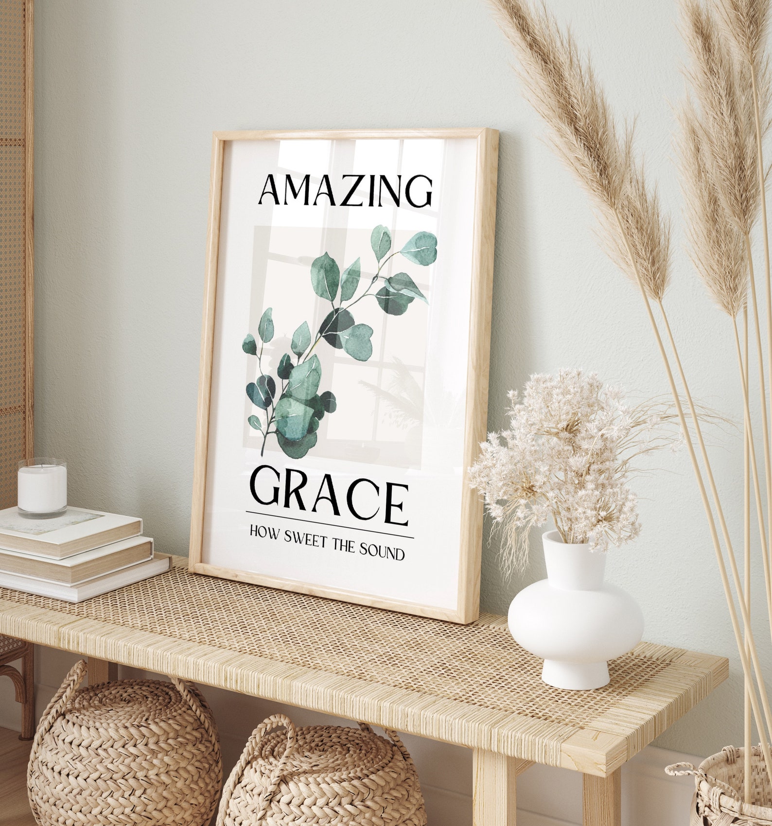 Amazing Grace Printable Wall Art Eucalyptus Christian Wall - Etsy