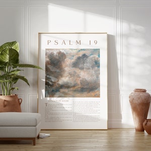 Psalm 19 Printable Wall Art, NIV, TAN FONT, Cloud Painting Vintage Art ...