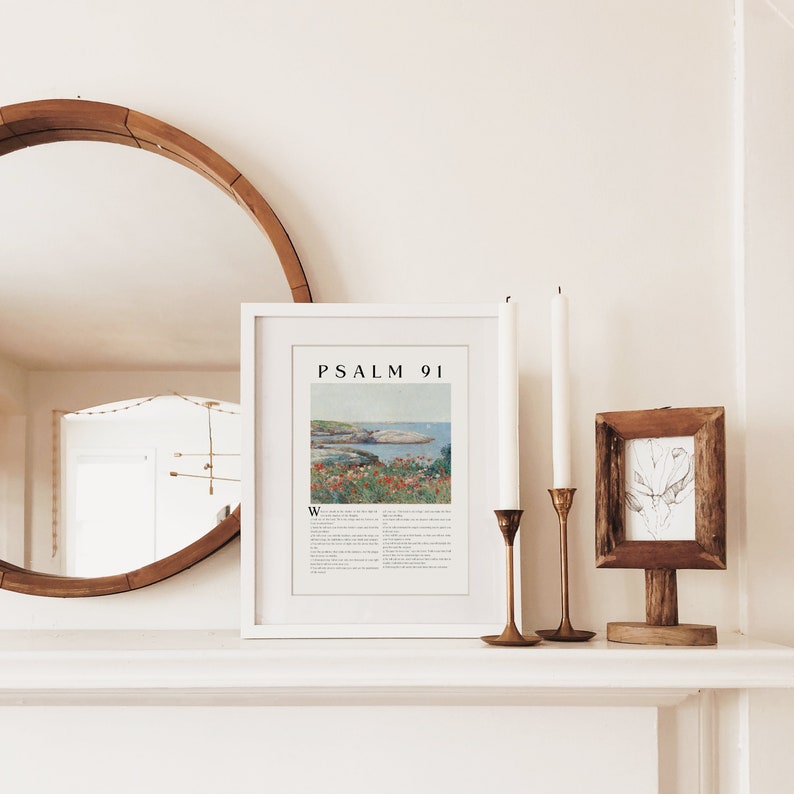 Psalm 91 Wall Art Bible Verse Poster for Christians Vintage - Etsy ...