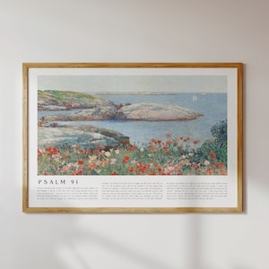 Psalm 91 Landscape Wall Art, Bible Verse Poster for Christians, Vintage ...