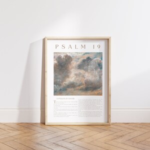 Psalm 19 Printable Wall Art, NIV, TAN FONT, Cloud Painting Vintage Art ...
