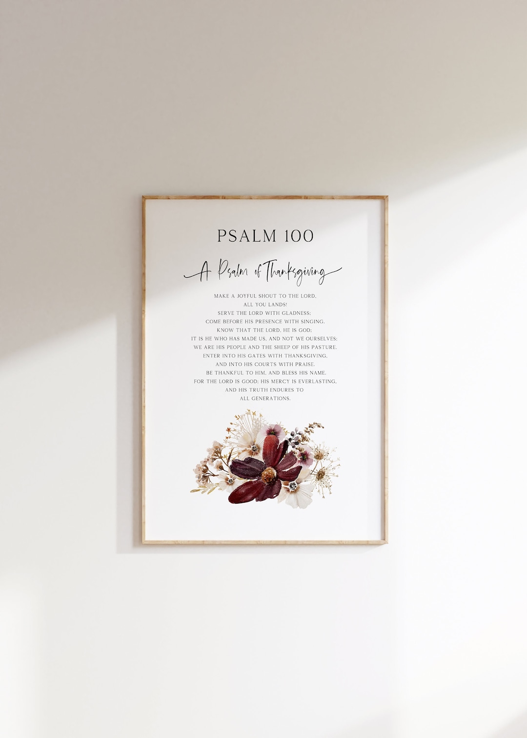 Psalm 100 Scripture Wall Art, Modern Christian Home Decor, Floral Bible ...