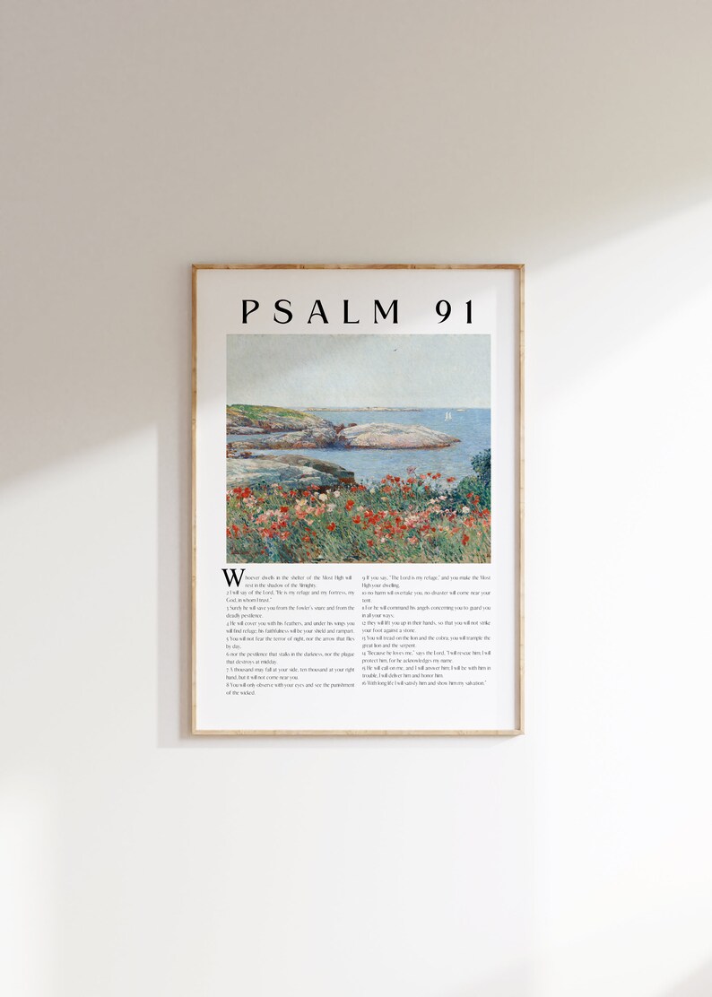 Psalm 91 Wall Art Bible Verse Poster for Christians Vintage - Etsy ...