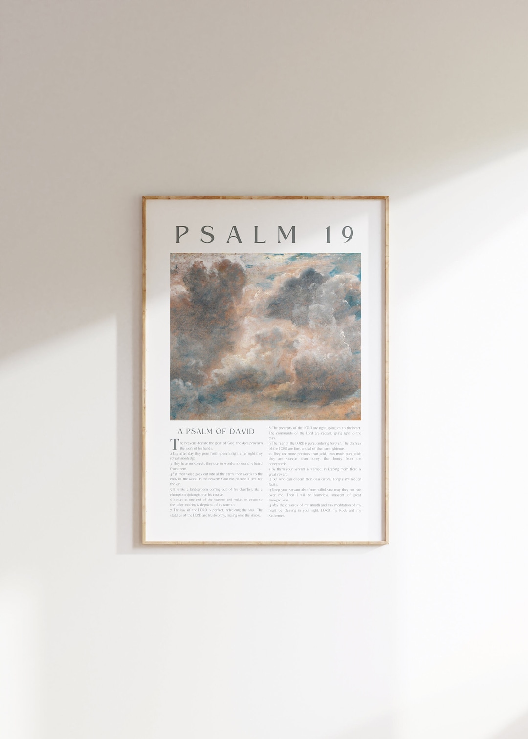 Psalm 19 Printable Wall Art, NIV, Cloud Painting Vintage Art Print ...