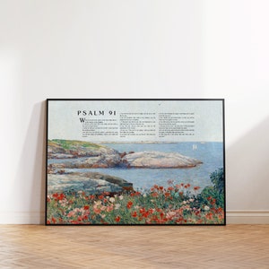 Psalm 91 Landscape Wall Art, Bible Verse Poster for Christians, Vintage ...