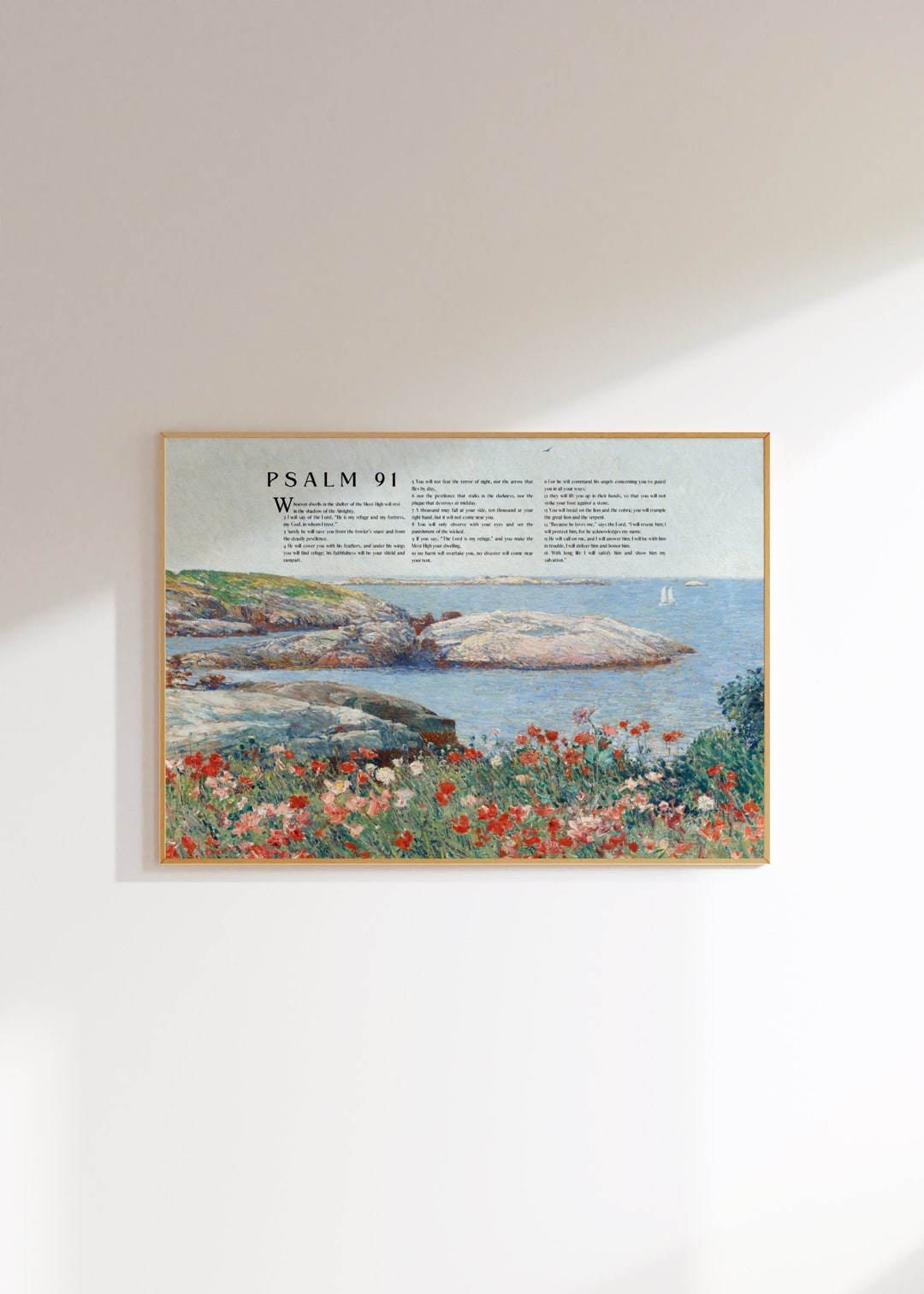 Psalm 91 Landscape Wall Art, Bible Verse Poster for Christians, Vintage ...