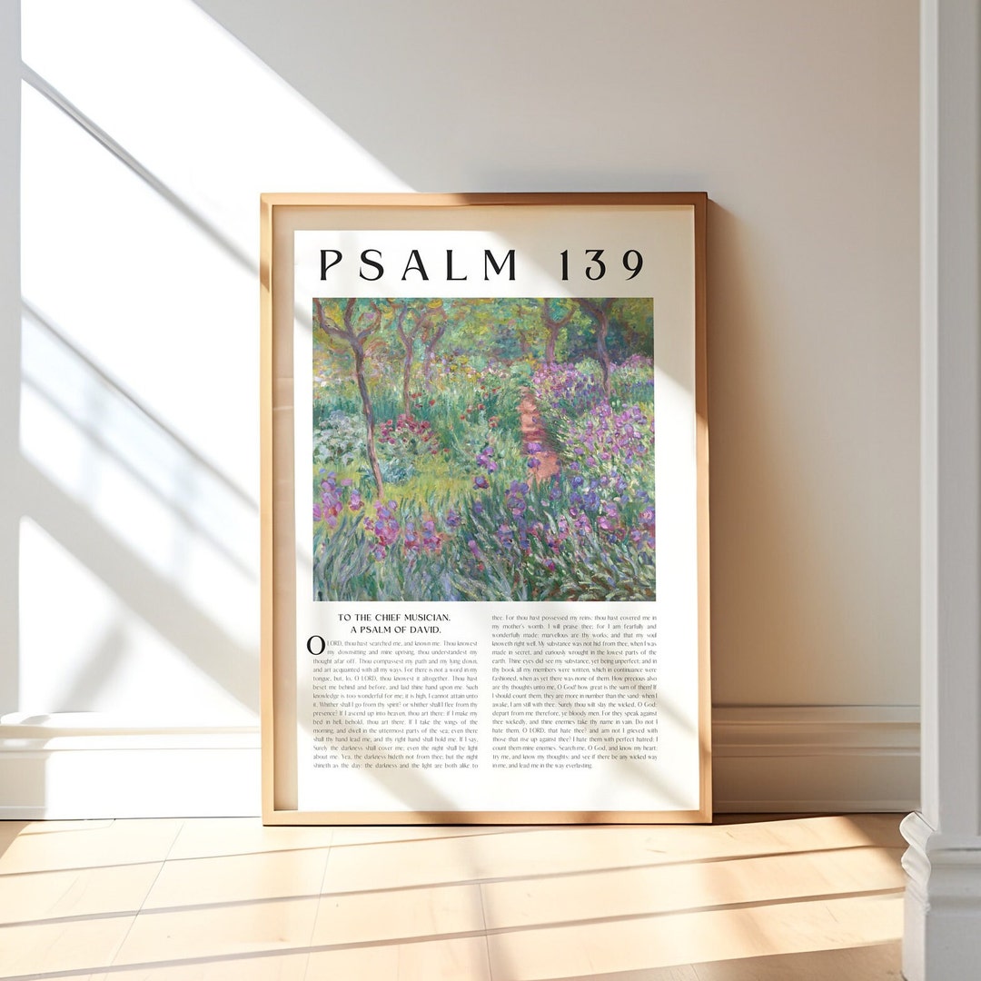Psalm 139 Wall Art, KJV, Without Verse Numbers, Vintage Monet Art Print ...