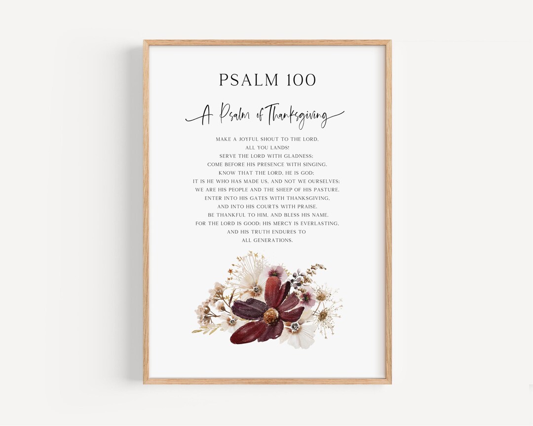 Psalm 100 Scripture Wall Art, Modern Christian Home Decor, Floral Bible ...