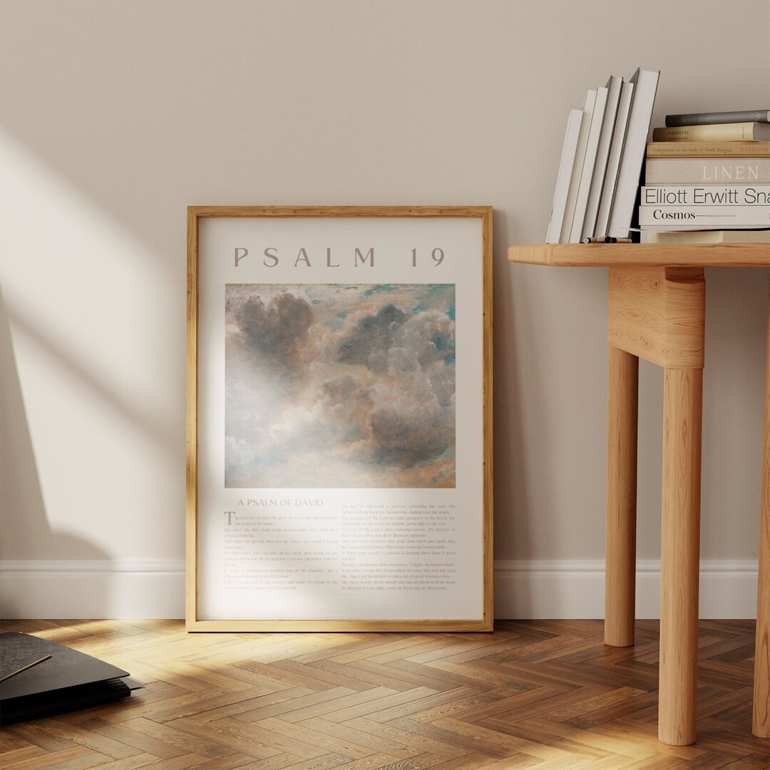 Psalm 19 Printable Wall Art, NIV, TAN FONT, Cloud Painting Vintage Art ...