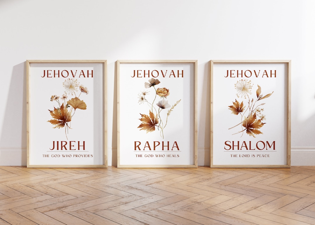 Names of God Christian Wall Art, Set of 3 Thanksgiving Art Print ...