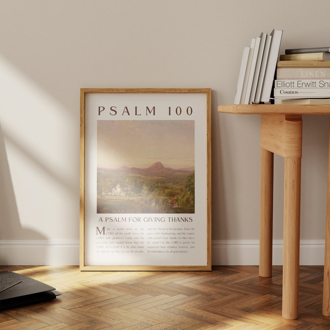 Psalm 100 Wall Art, ESV, Vintage Bible Verse Art Wall, Fall Decor for ...