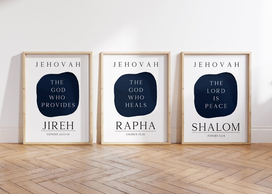 Names of God Christian Wall Art Set of 3, Jehovah Jireh Rapha Shalom ...