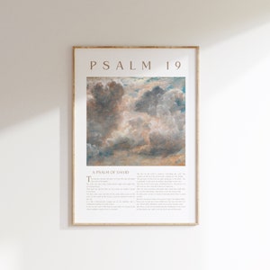 Psalm 19 Printable Wall Art, NIV, TAN FONT, Cloud Painting Vintage Art ...