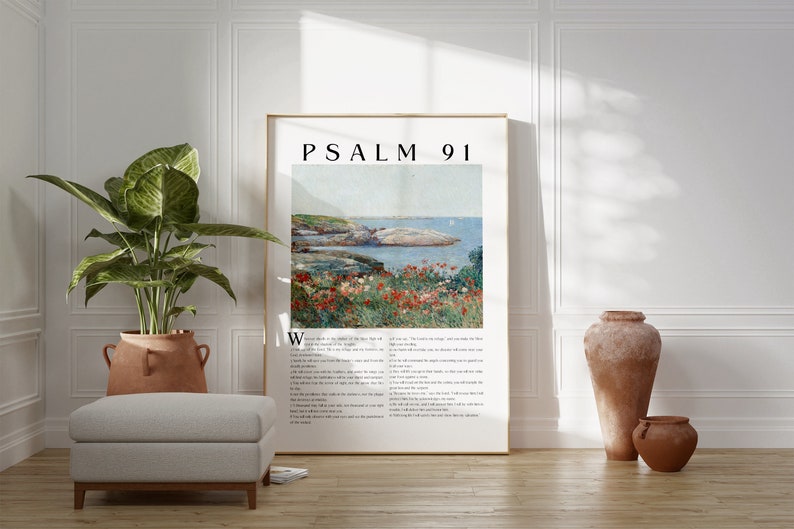 Psalm 91 Wall Art Bible Verse Poster for Christians Vintage - Etsy ...