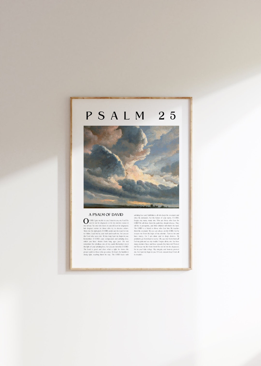 Psalm 25 Wall Art, NLT, Vintage Cloud Oil Painting, Bible Verse Wall ...