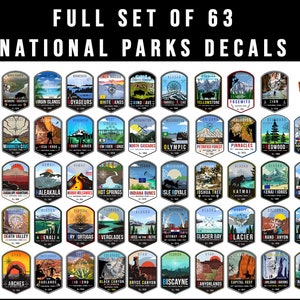 National Park Stickers. Full Set of 63 Parks Stickers. - Etsy