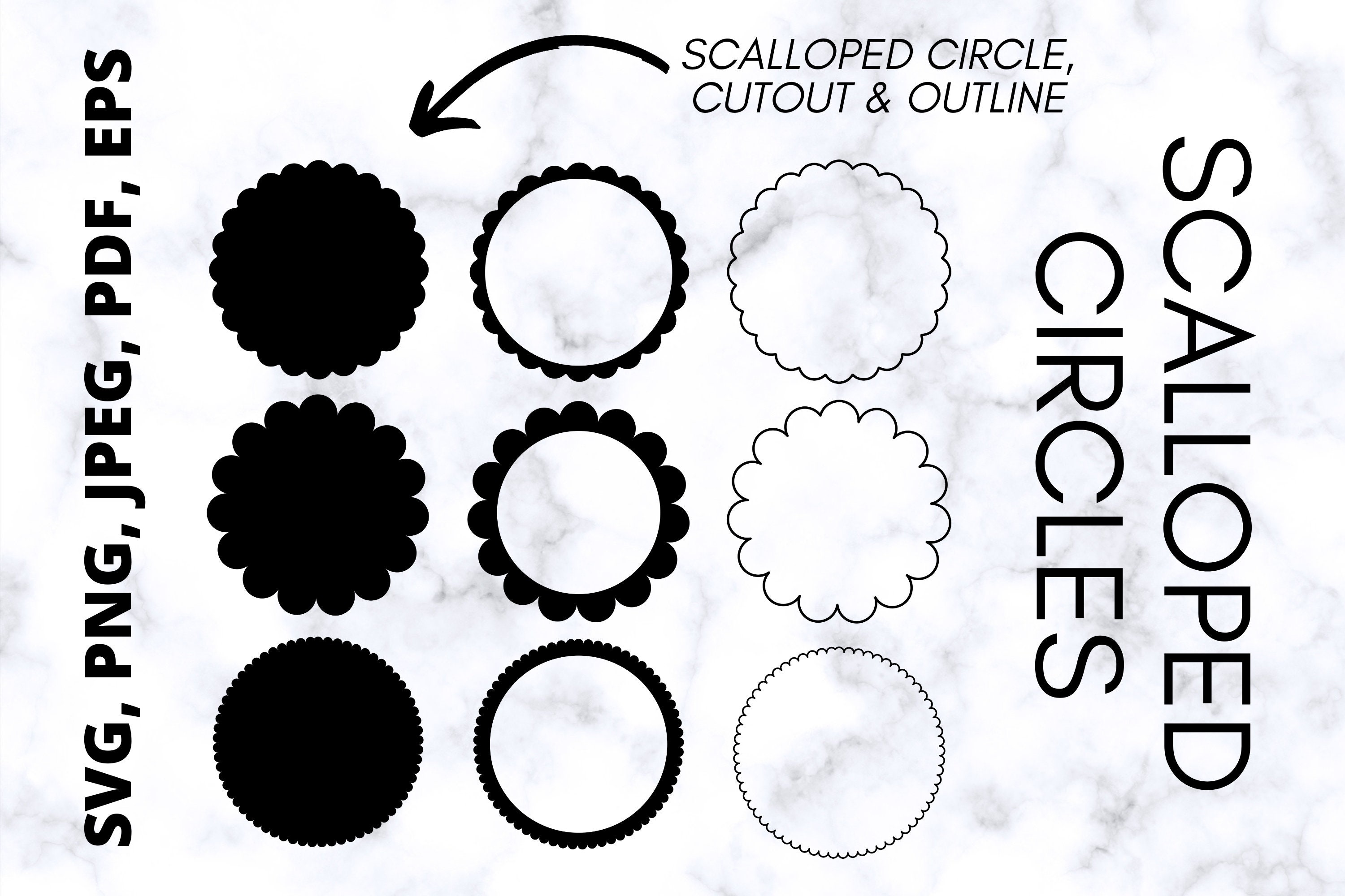 Scalloped Circle Clipart PNG SVG Cricut Laser Tags Party - Etsy