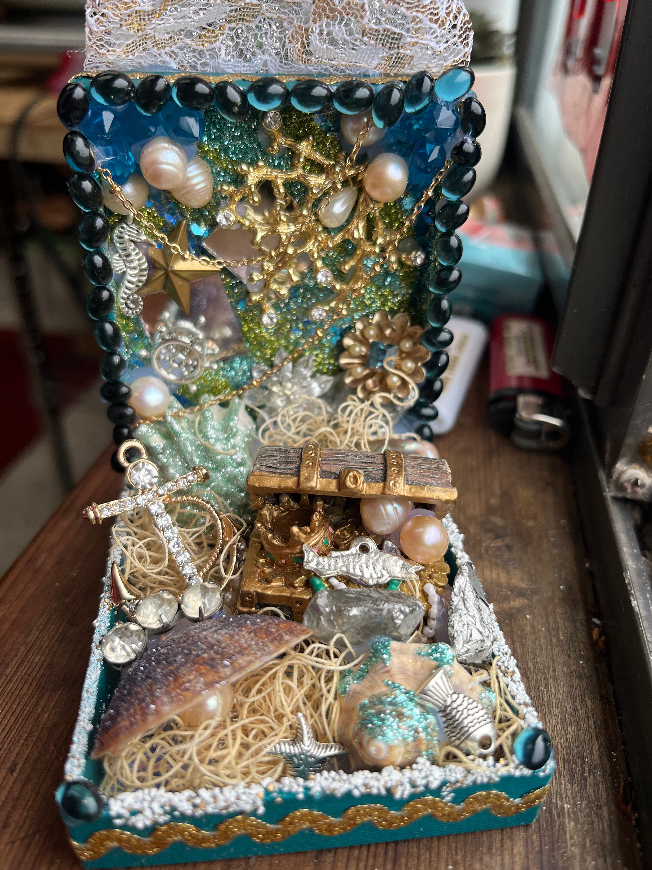 Undersea Mini Shrine With Genuine Freshwater Pearls - Etsy