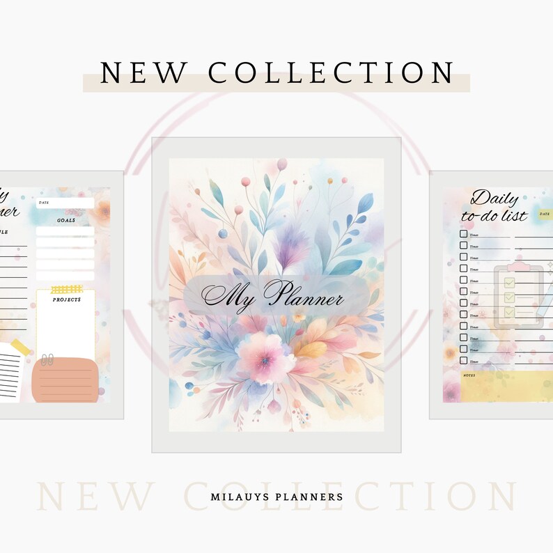 Printable and Downloadable Template Daily Planner Watercolor - Etsy