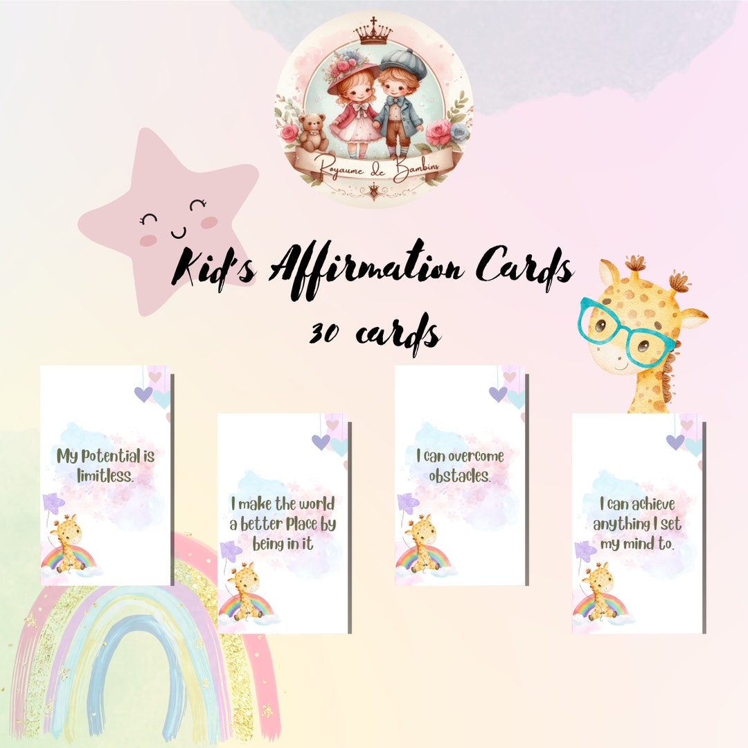 Positive Kids Affirmations Cards 30 Ct Digital Affirmation Cards for ...