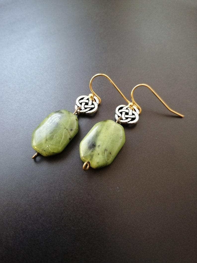 Celtic Knot Irish Earrings With Canadian Jade Gemstone & 14k - Etsy