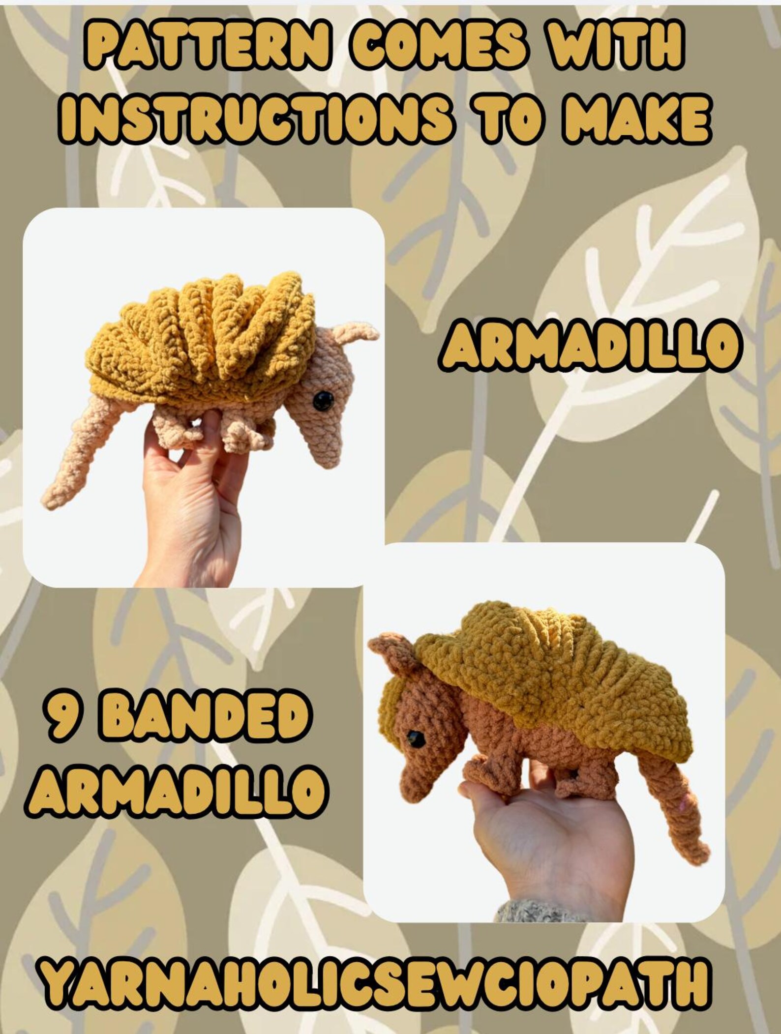 Pig the Armadillo Crochet Pattern - Etsy
