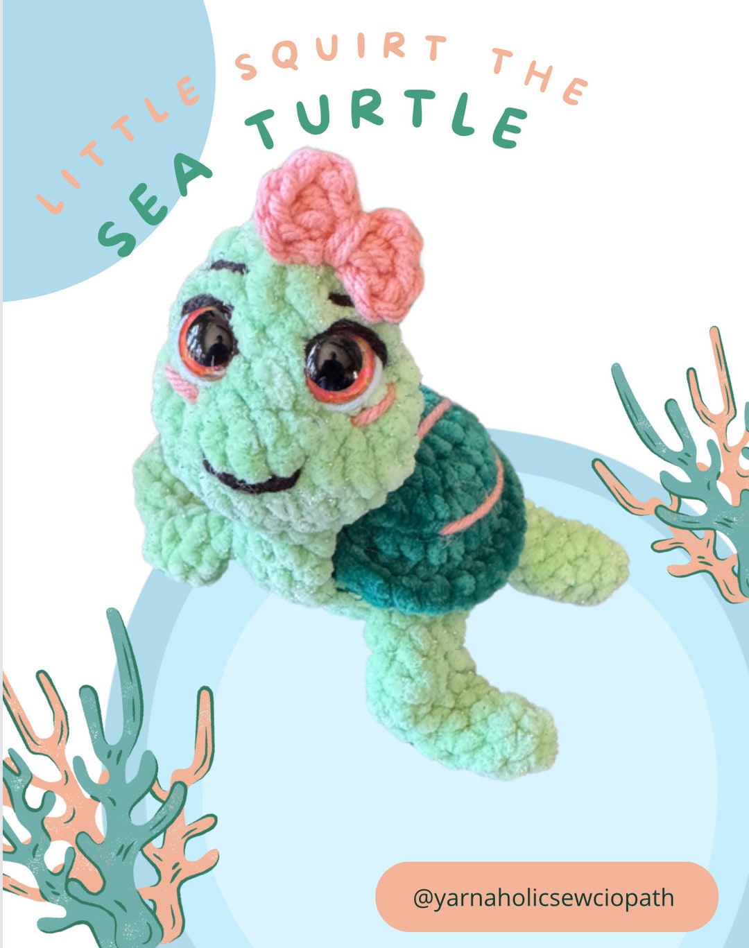 Squirt the Sea Turtle Crochet Pattern With Tortoise Mod and Momma and ...