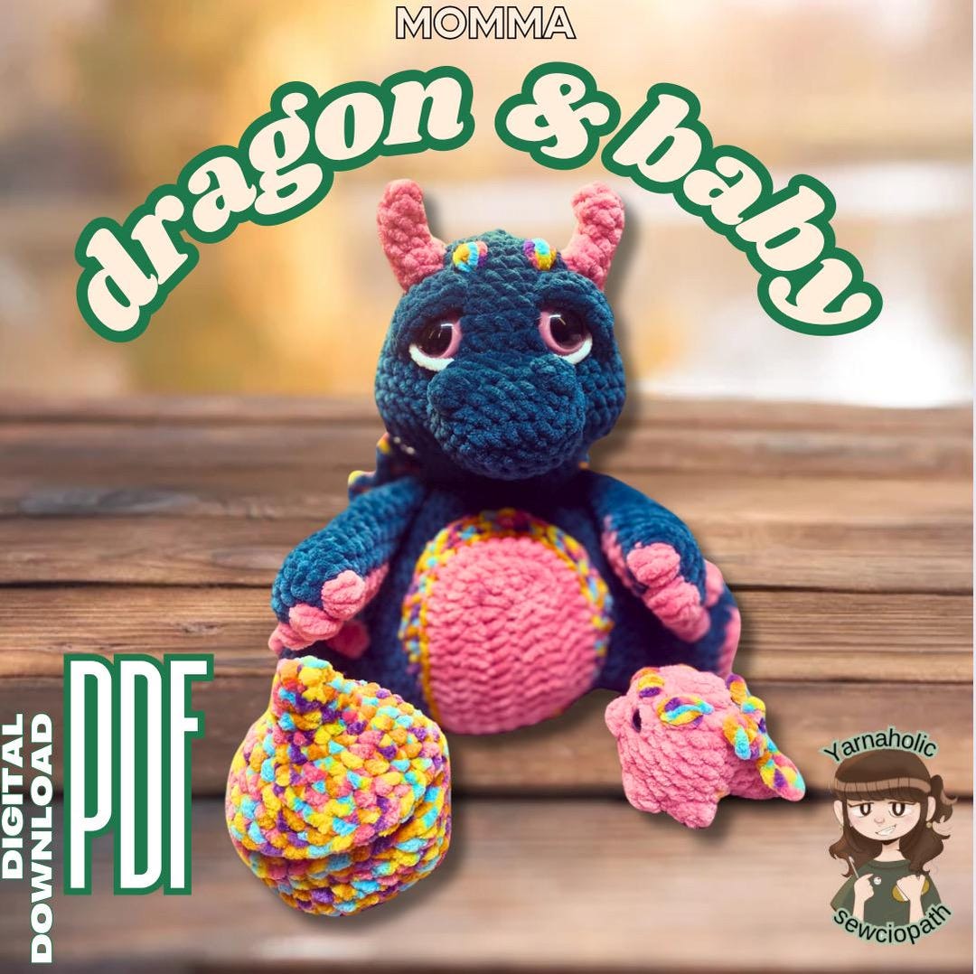 Momma Dragon and Baby Crochet Pattern - Etsy