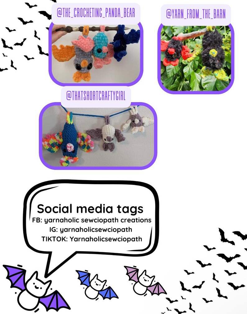 No Sew Mini Bats Crochet Pattern - Etsy