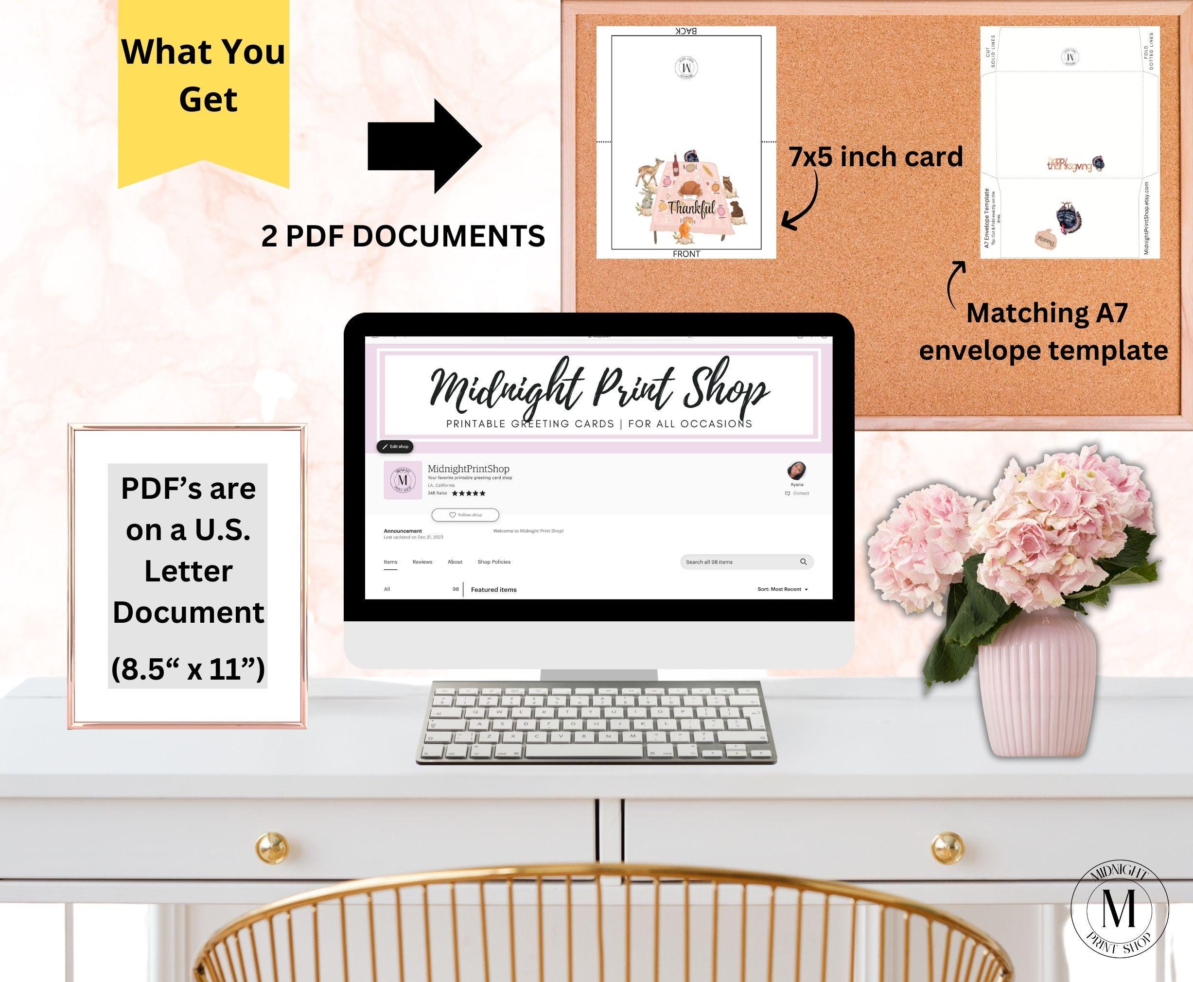 Friendly Feast Card, Woodland Thanksgiving Card, Friendsgiving Dinner ...